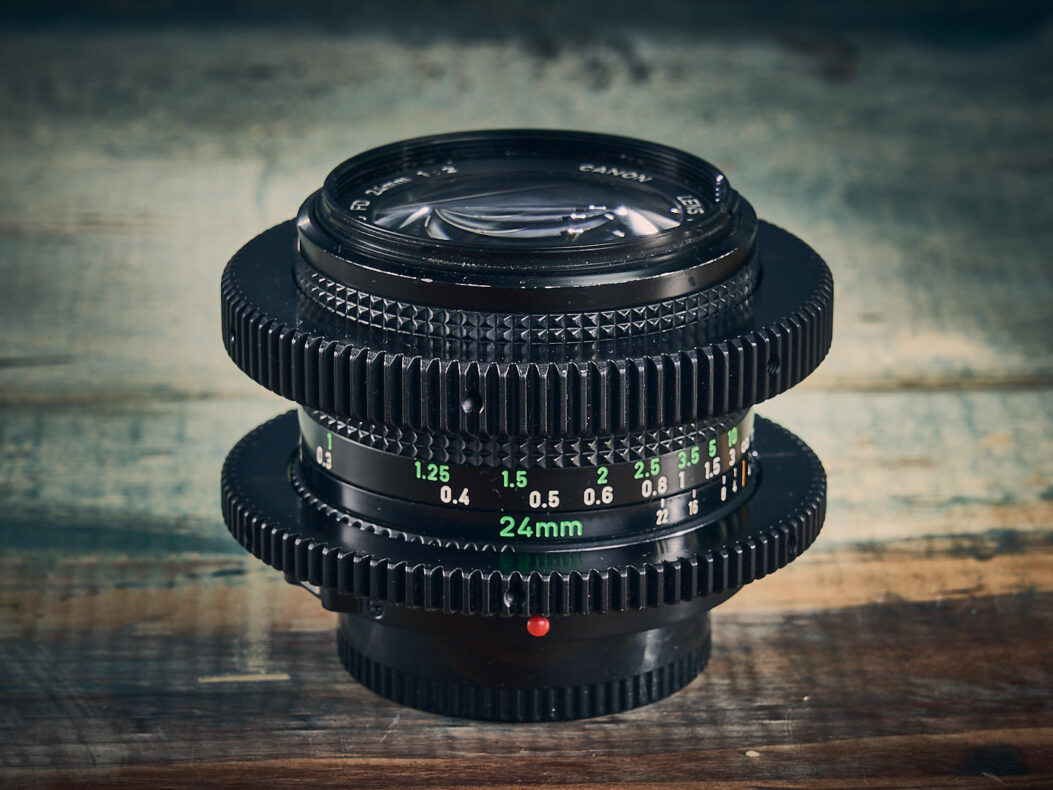 Canon nFD 24mm F2.0 | Seamless Metal Follow Focus Gear Ring – CinemodMaster